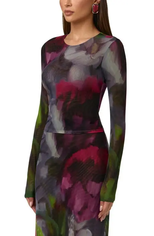 Naked Wardrobe Mesh Print Long Sleeve Top