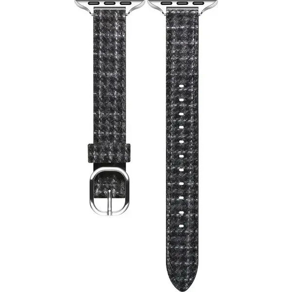 POSH TECH Carmen Tartan Fabric & Leather Apple Watch® Band - Midnight