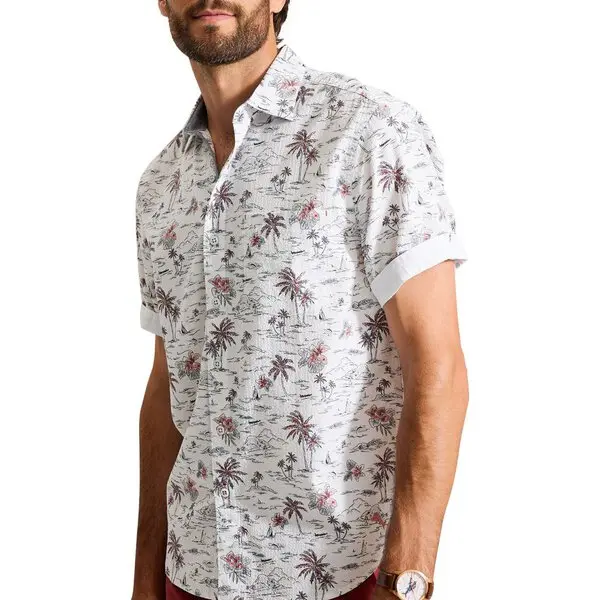 Tommy Bahama Nova Wave Sweetwater Scenic Short Sleeve Button Up Shirt - Rhumba