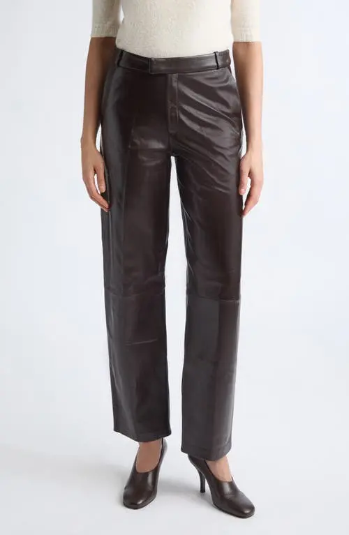 ARMA Cami Straight Leg Lambskin Leather Pants - Coffee Bean