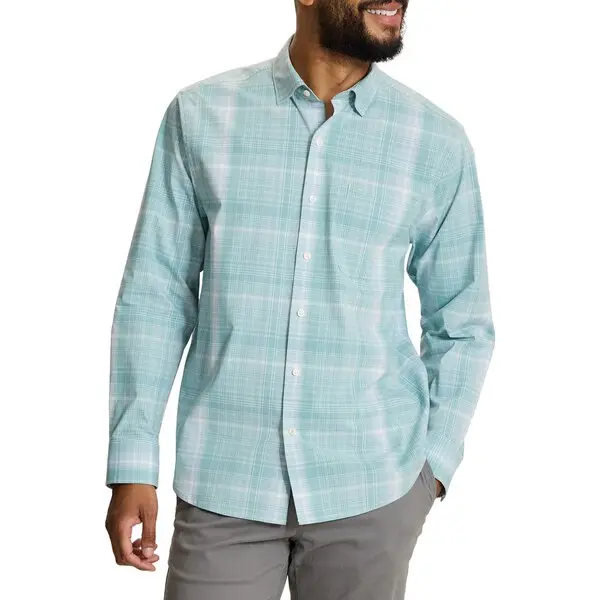 Tommy Bahama Sarasota Stretch La Cumbre Plaid Long Sleeve Button Up Shirt - Blue Chaise