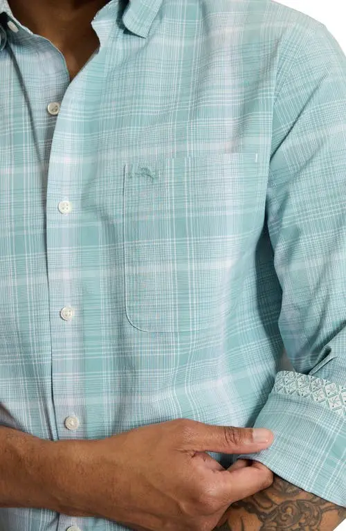 Tommy Bahama Sarasota Stretch La Cumbre Plaid Long Sleeve Button Up Shirt - Blue Chaise
