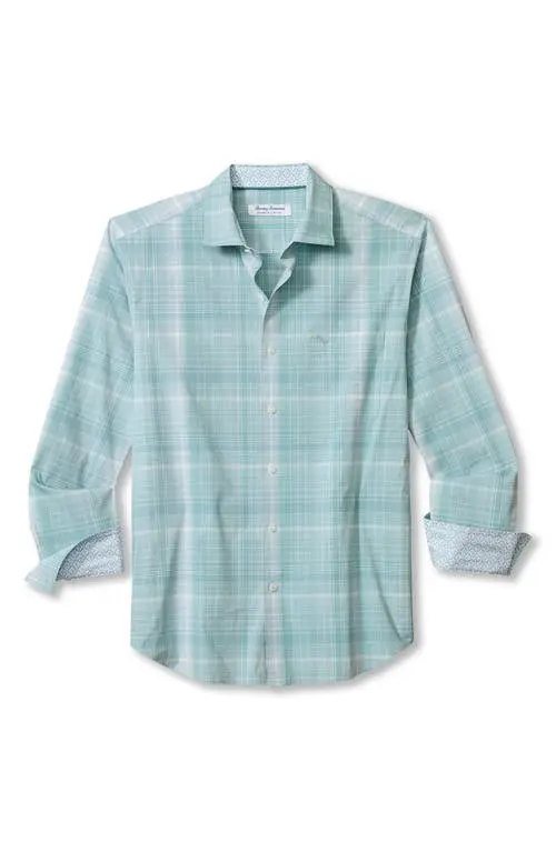 Tommy Bahama Sarasota Stretch La Cumbre Plaid Long Sleeve Button Up Shirt - Blue Chaise
