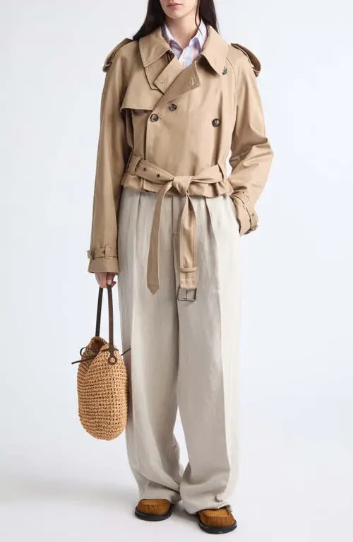 JW Anderson Double Breasted Crop Trench Coat - Beige