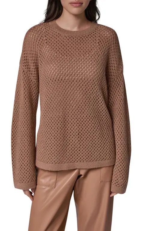Donna Karan New York Metallic Open Stitch Sweater - Camel