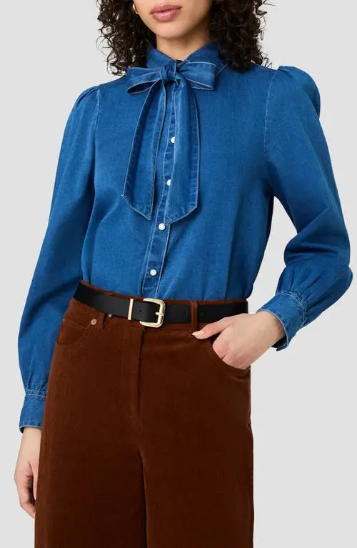French Connection Cotton Chambray Tie-neck Shirt