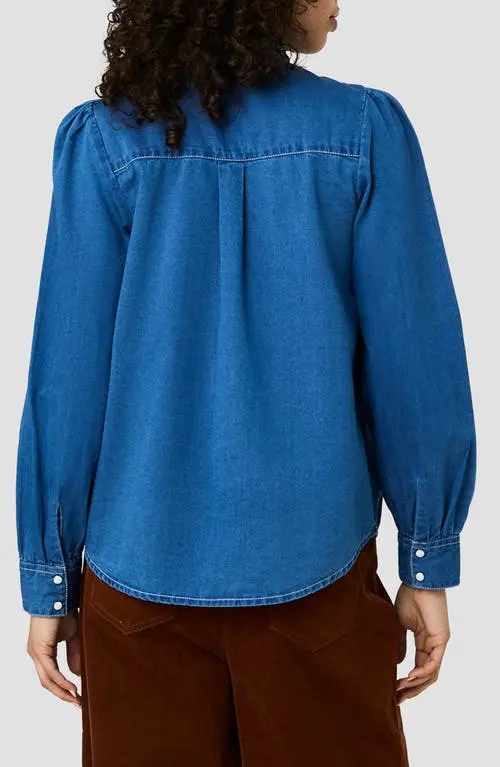 French Connection Cotton Chambray Tie-neck Shirt