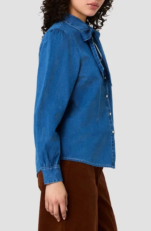 French Connection Cotton Chambray Tie-neck Shirt