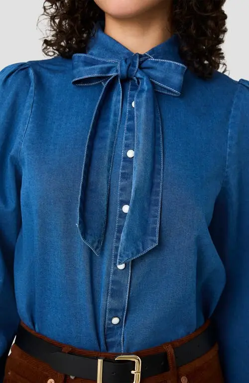 French Connection Cotton Chambray Tie-neck Shirt