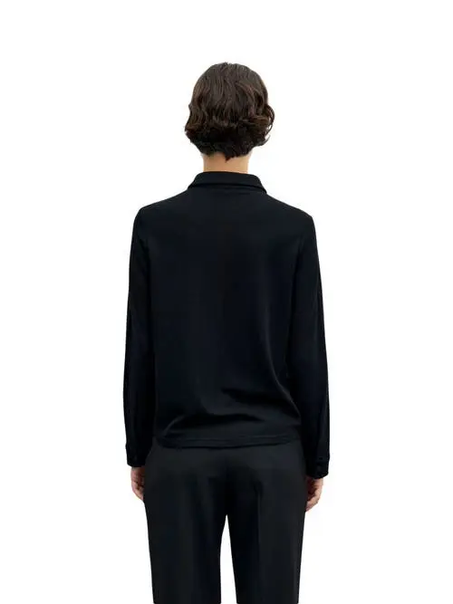 Gerard Darel Bambi Long Sleeve Knit Polo Shirt