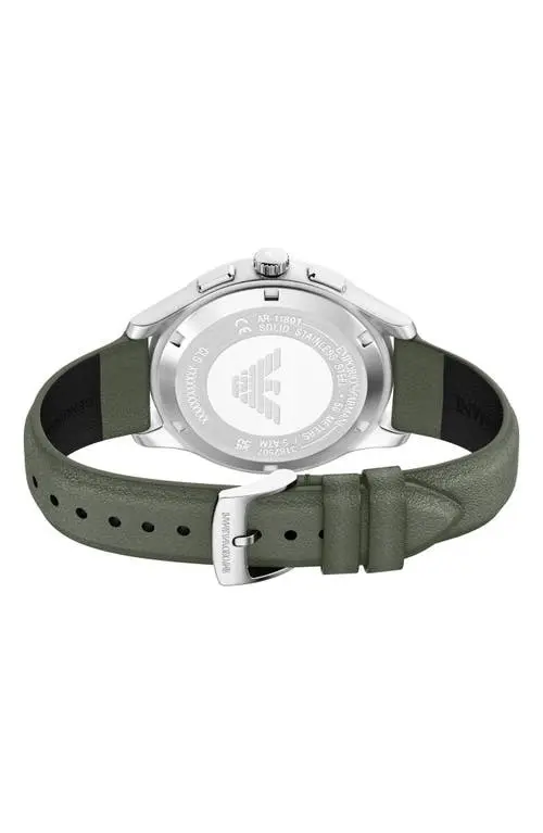Emporio Armani Chronograph Leather Strap Watch