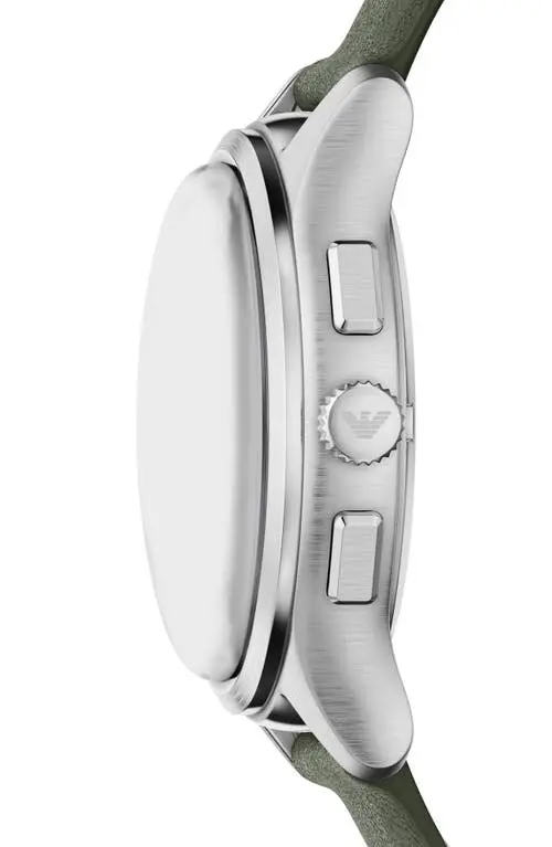 Emporio Armani Chronograph Leather Strap Watch