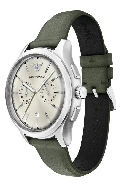 Emporio Armani Chronograph Leather Strap Watch