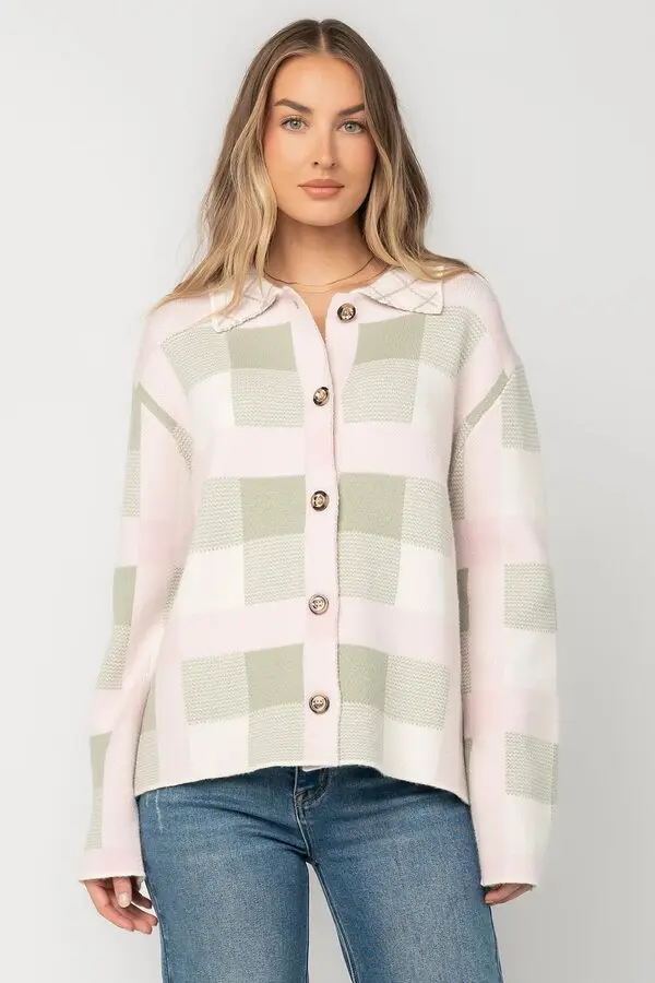 IN FEBRUARY Midtown Plaid Knit Jacket