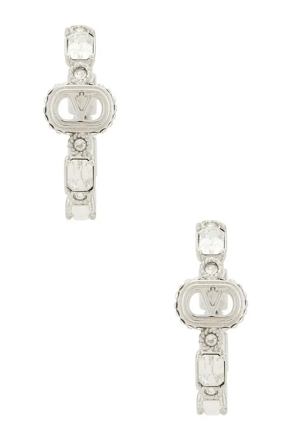 Valentino Garavani Ovalette Earrings - Rhodium & Crystal