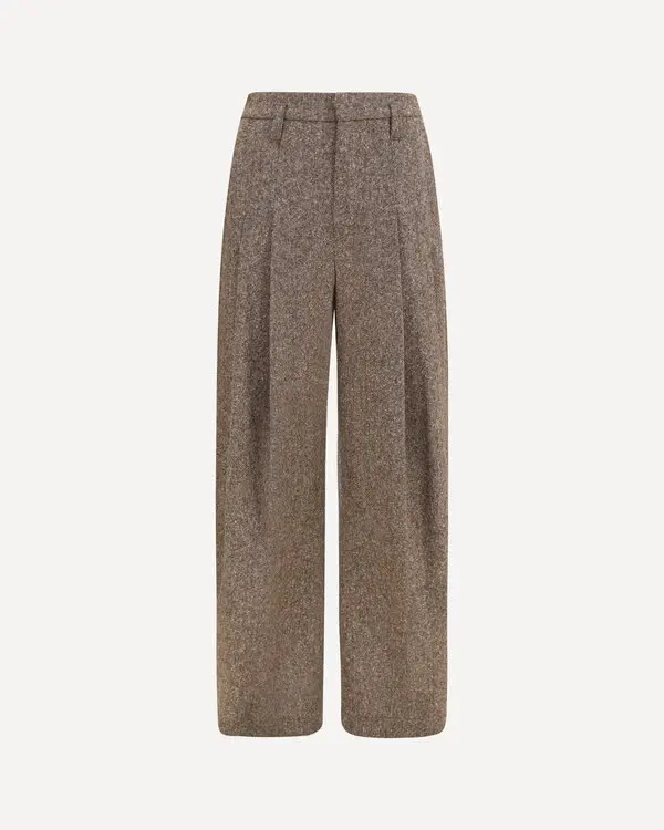 Brunello Cucinelli Virgin Wool Palazzo Pants With Monili Detail - Brown