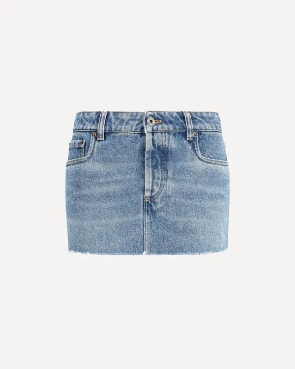Miu Miu Frayed Hem Denim Mini Skirt - Blue