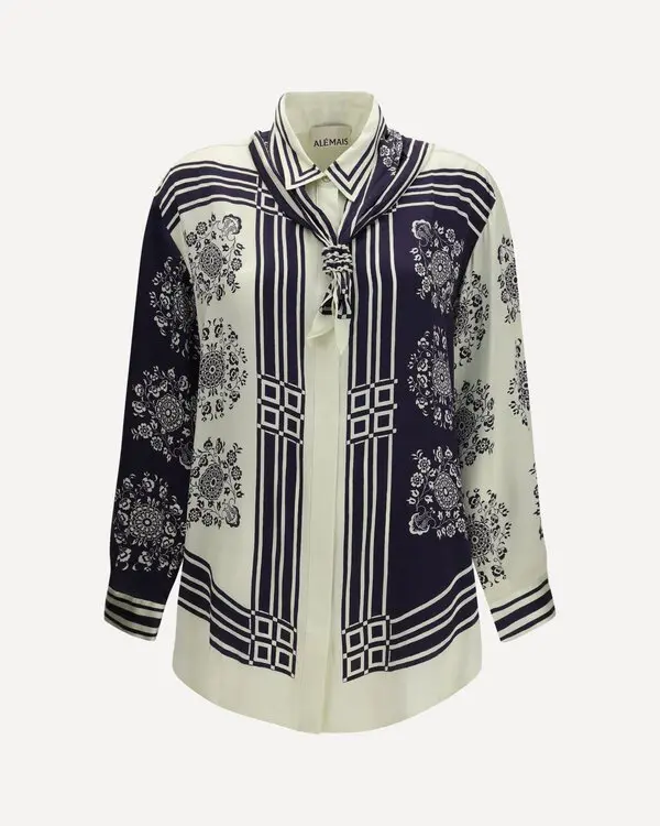 ALEMAIS Banderra Silk Shirt With Scarf