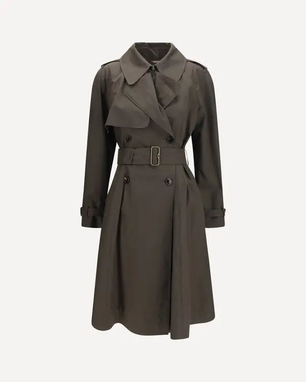 Burberry Cotton Gabardine Trench Coat - Green
