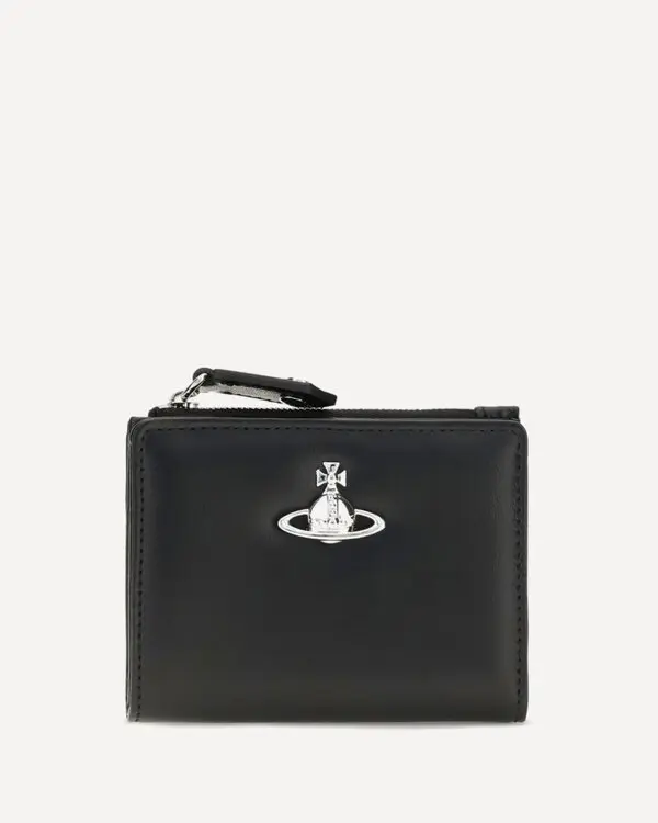 VIVIENNE WESTWOOD Slim Flap Leather Card Holder - Black