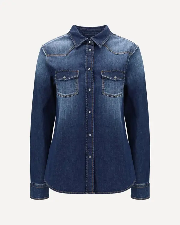 Jacob Cohen Lightweight Denim Western Long Sleeve Shirt