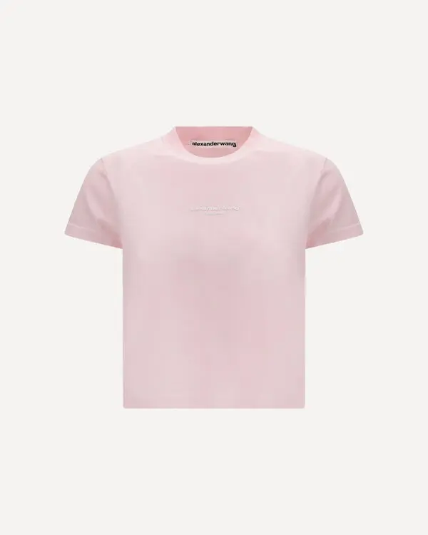 Alexander Wang Hort-leeve T-hirt With Central Logo Print - Pink