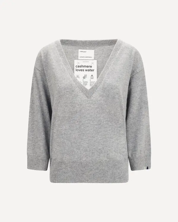 Extreme Cashmere N°491 V-neck Cashmere Sweater - Grey