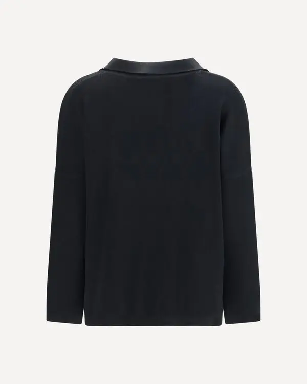 ELLA Wool Polo Collar Sweater - Black