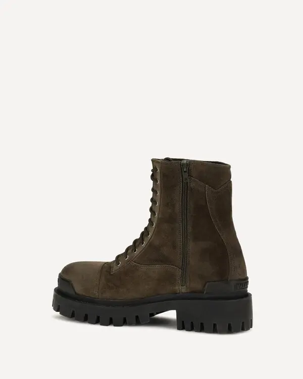 Balenciaga Combat Strike Waxed Suede Calf Leather Boots