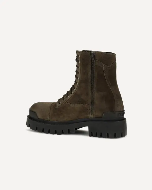 Balenciaga Combat Strike Waxed Suede Calf Leather Boots