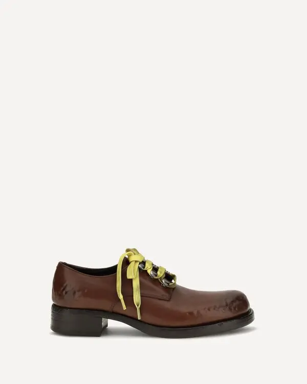 Prada Antique Leather Lace-up Loafers