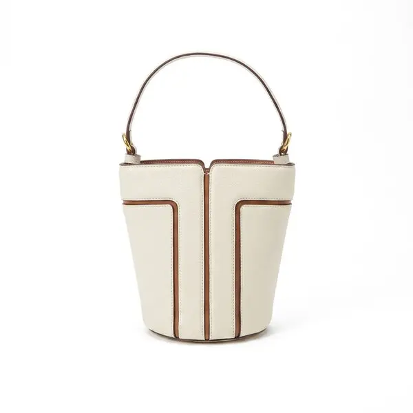MODENAIRE Neutrals / Structured Mini Bucket Bag With Top Handle And Crossbody Strap