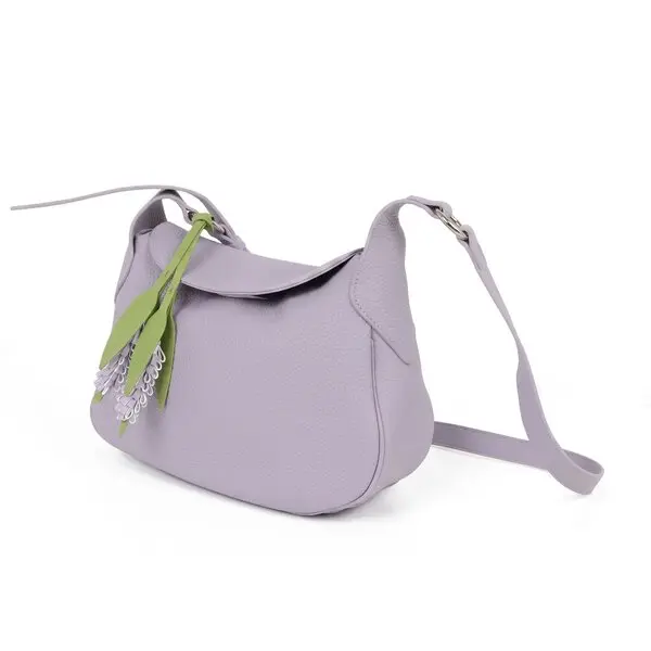 MODENAIRE Soft Leather Shoulder Bag With Flap Closure And Adjustable Strap - Purple