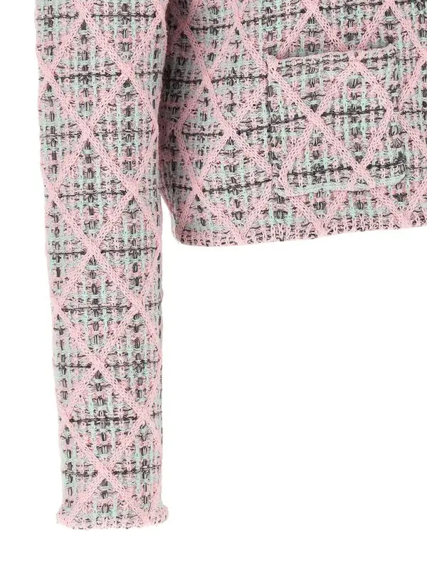 SELF-PORTRAIT Cropped Bouclé Cardigan With Floral Embellishments
