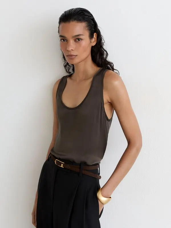REISS Ruby Silk-front Cami Top