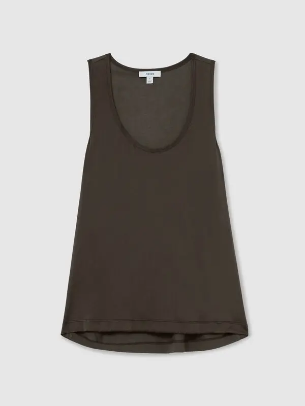 REISS Ruby Silk-front Cami Top