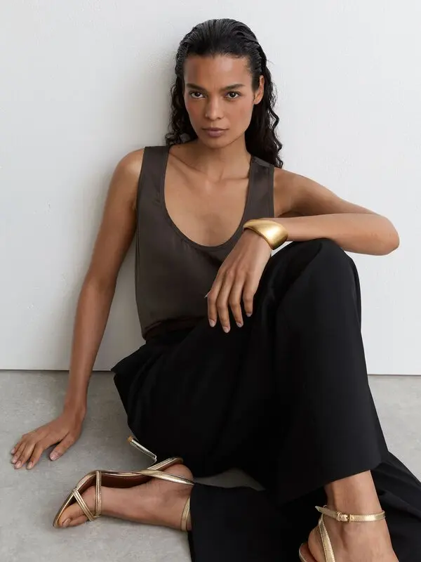 REISS Ruby Silk-front Cami Top
