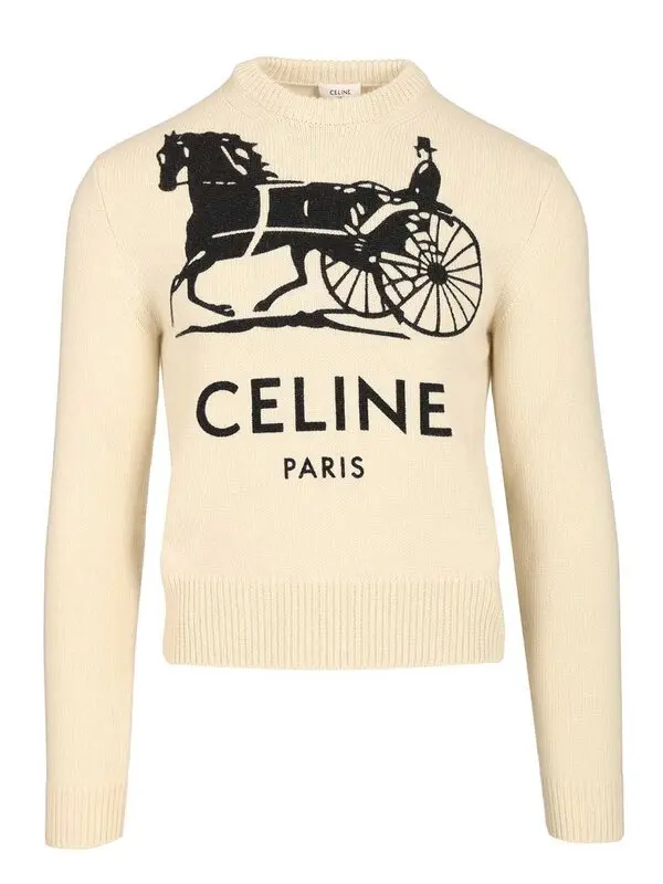 Celine Slim-fit Logo-intarsia Cashmere Sweater