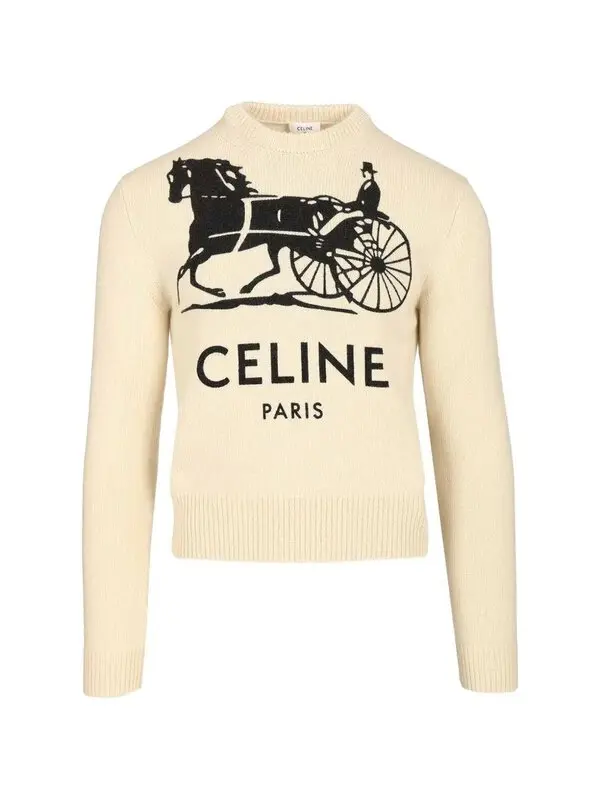 Celine Slim-fit Logo-intarsia Cashmere Sweater