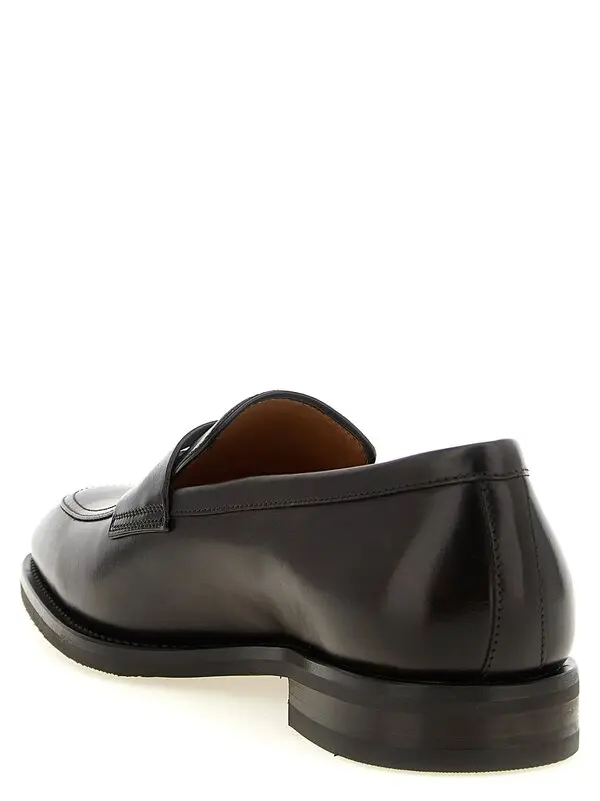 Santoni Gregor Loafers In Dark Brushed Calf Leather