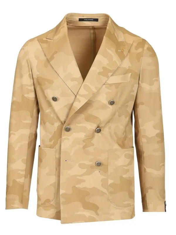 Tagliatore Double-breasted Camouflage Jacket - Green