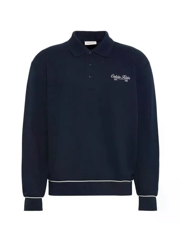 Calvin Klein Logo-embroidered Polo-collar Sweater