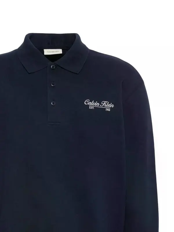 Calvin Klein Logo-embroidered Polo-collar Sweater - Blue