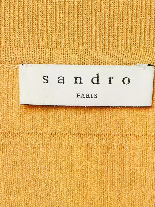Sandro Ribbed Knit Polo Cardigan