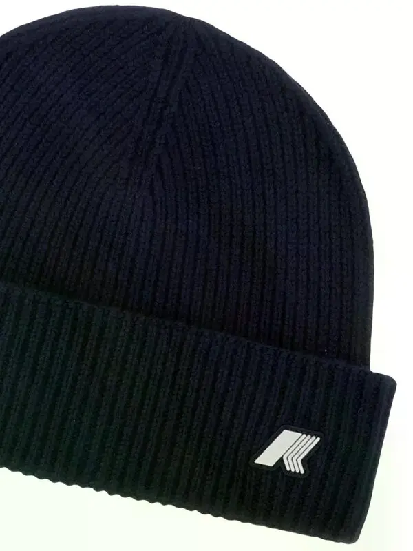 K-WAY Ribbed-knit Logo-patch Beanie Hat