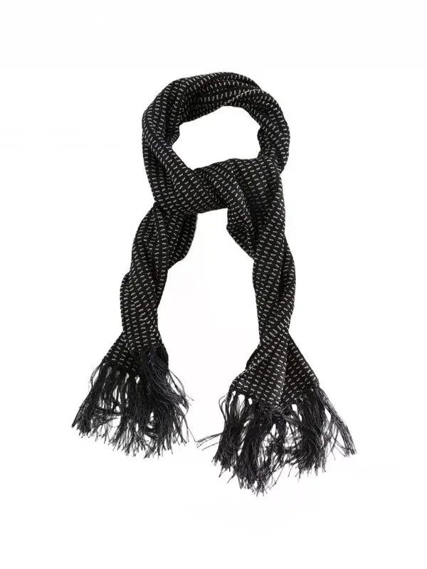 TAIGA TAKAHASHI Patterned Fringed Scarf - Black