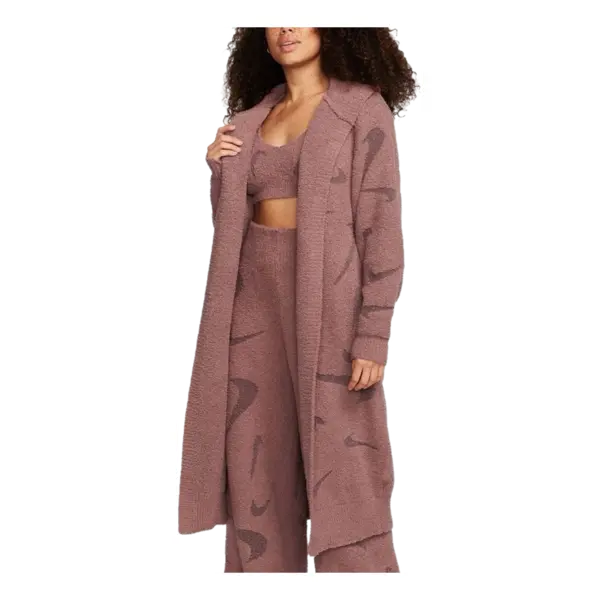Nike Phoenix Cozy Boucle Long Knit Cardigan - Mauve