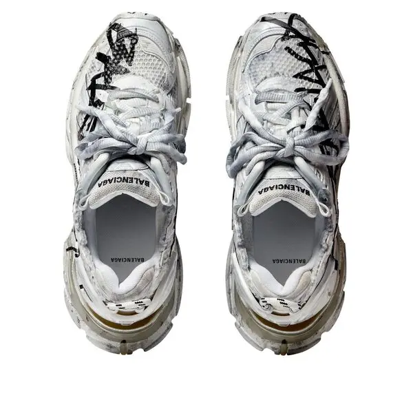 Balenciaga Runner Sneakers With Graffiti Print - White