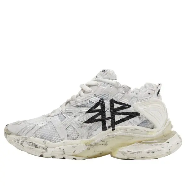 Balenciaga Runner Sneakers With Graffiti Print - White