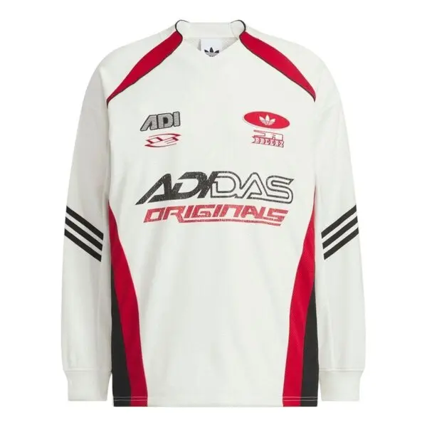 Adidas Long-sleeved Relaxed Fit T-shirt Kf5156 - White/red/black